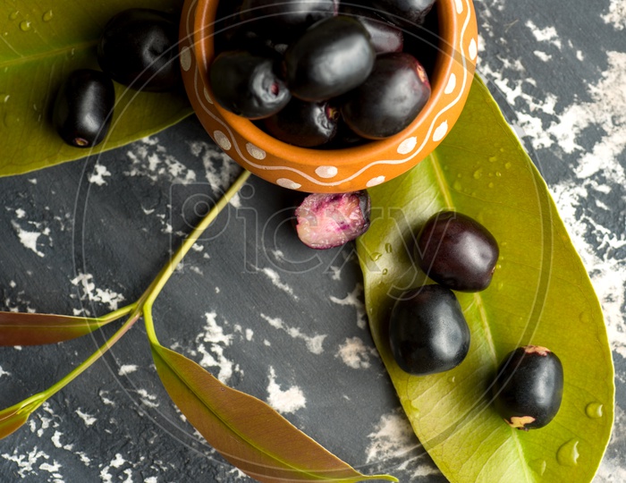 Image of Plum or Jamun Fruit or Jambolan Plum or Jumbul or Java Plum Or ...