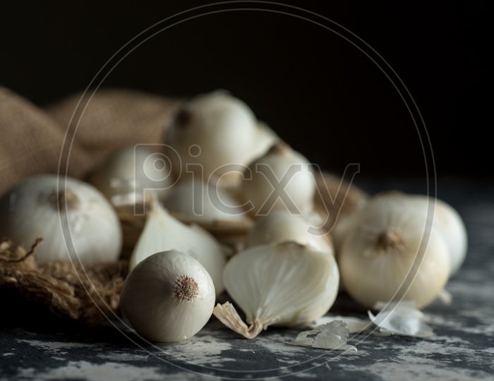 Image of Onions Or White Onions on Stone Texture Background Food ...