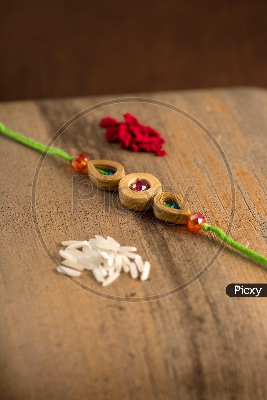 Image of Raksha Bandhan Traditional Rakhi with kumkum and rice grains ...
