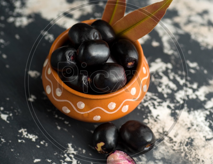 Image of Plum or Jamun Fruit or Jambolan Plum or Jumbul or Java Plum Or ...