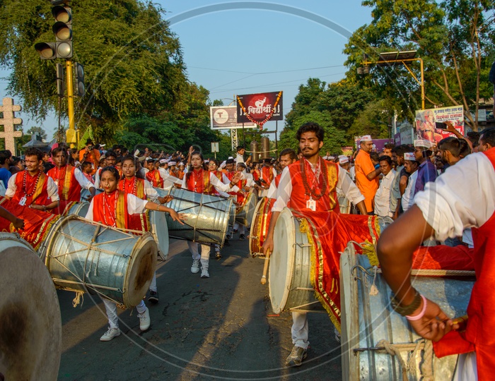 Image of Great Maratha Dol Tasha or Traditional Drums Playing On ...