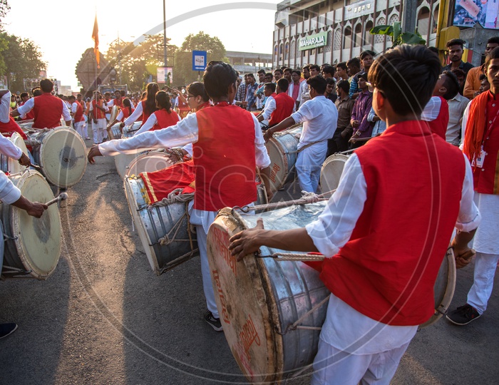 Image of Great Maratha Dol Tasha or Traditional Drums Playing On ...