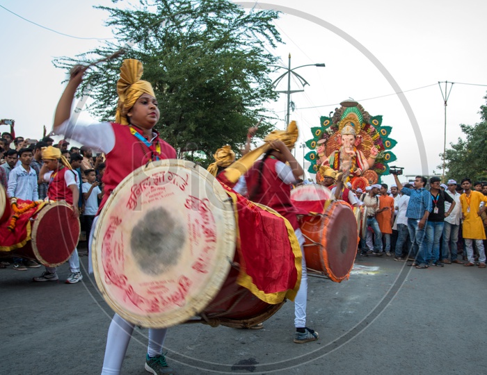 Image of Great Maratha Dol Tasha or Traditional Drums Playing On ...