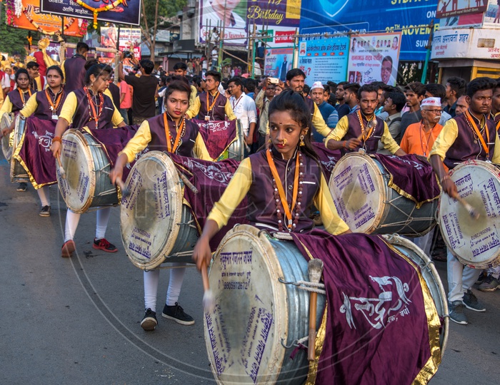 Image of Great Maratha Dol Tasha or Traditional Drums Playing On ...