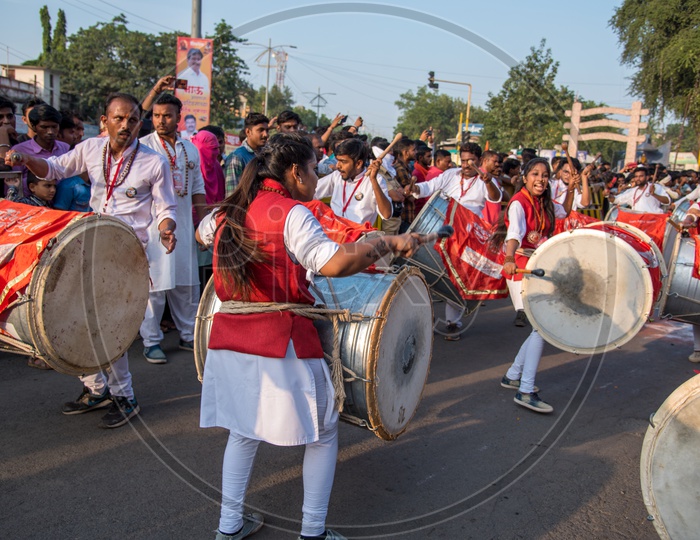 Image of Great Maratha Dol Tasha or Traditional Drums Playing On ...