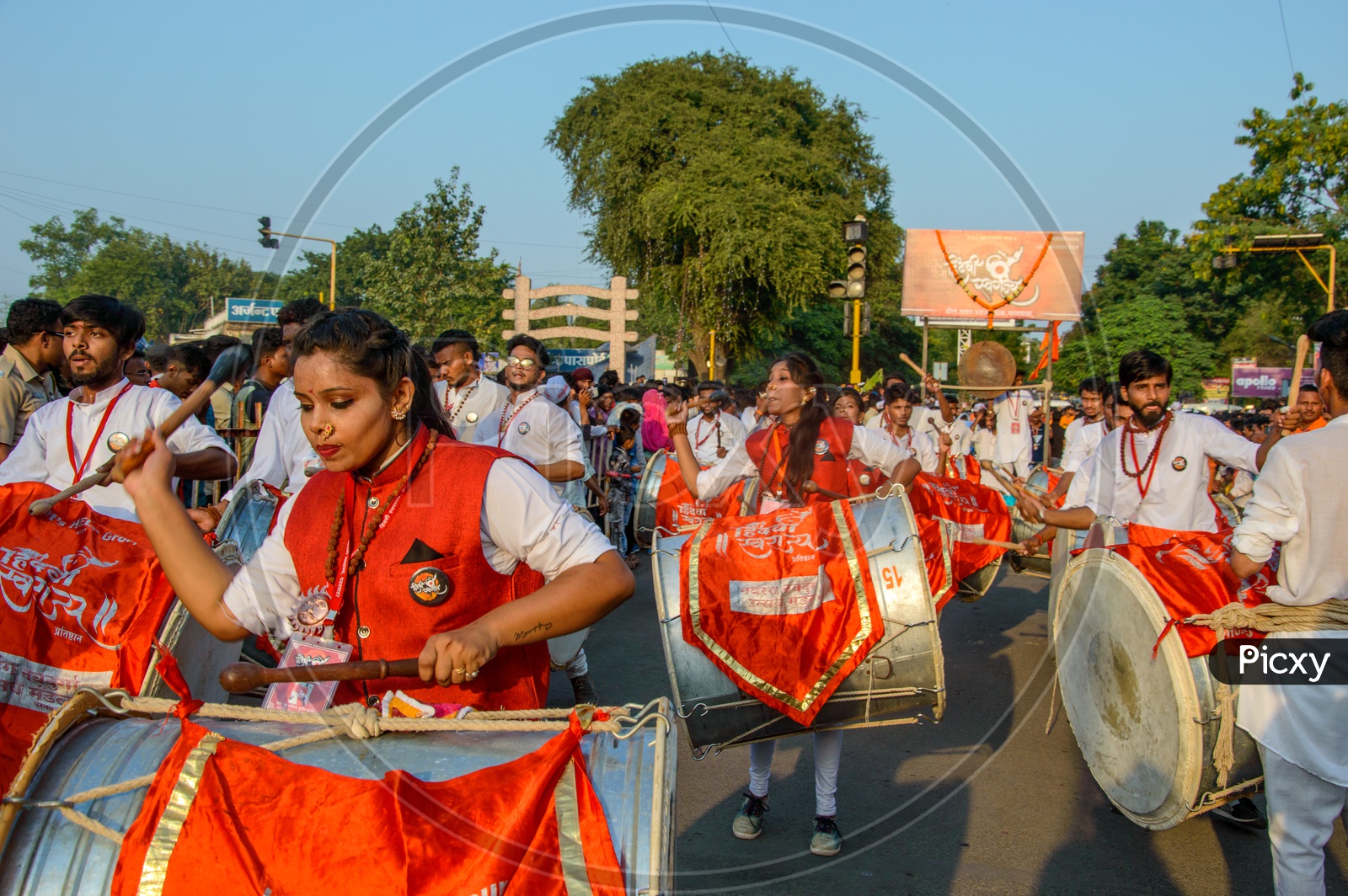 Image of Great Maratha Dol Tasha or Traditional Drums Playing On ...
