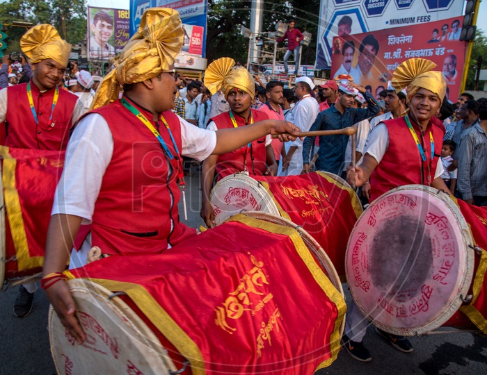 Image of Great Maratha Dol Tasha or Traditional Drums Playing On ...