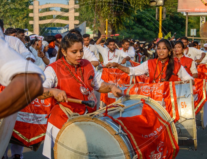 Image of Great Maratha Dol Tasha or Traditional Drums Playing On ...