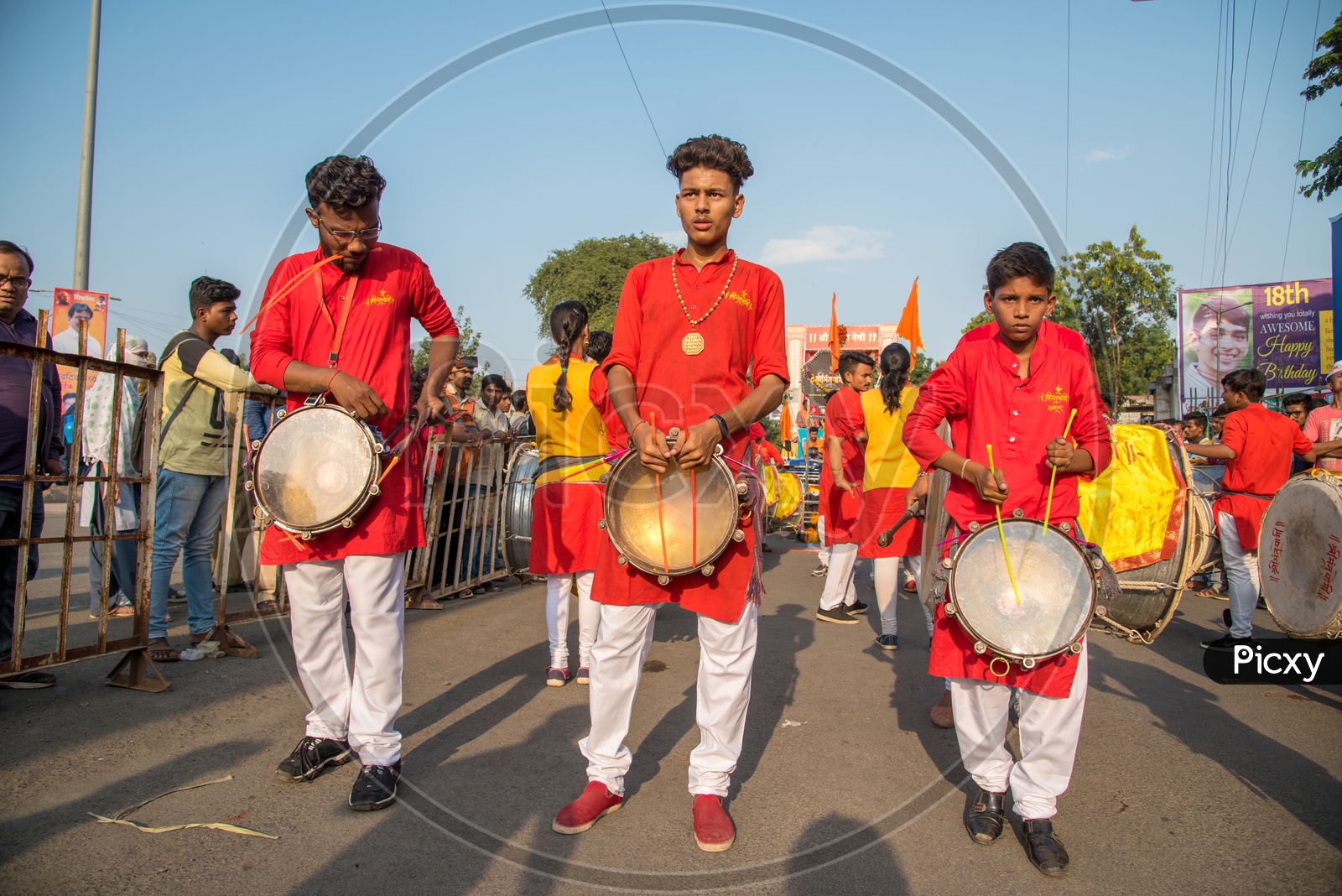 Image of Indian Folk Drum Players or Band Playing Drums on Streets ...