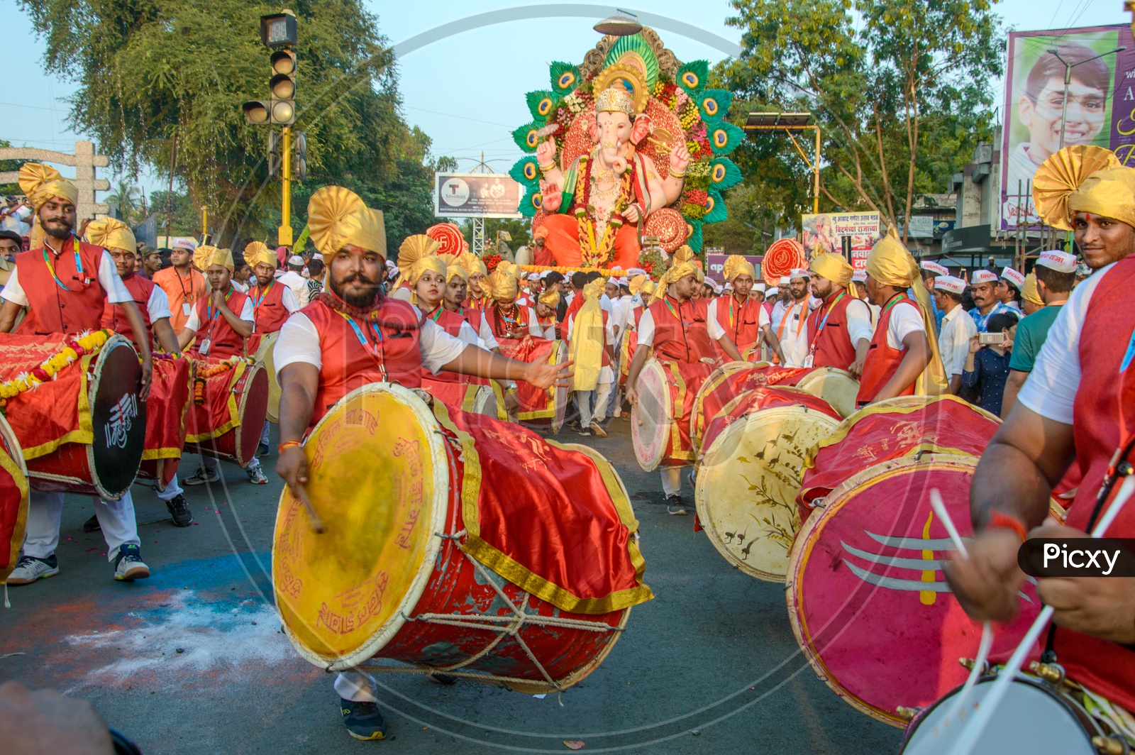 Image of Great Maratha Dol Tasha or Traditional Drums Playing On ...