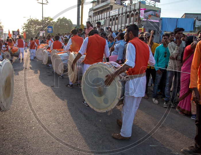 Image of Great Maratha Dol Tasha or Traditional Drums Playing On ...