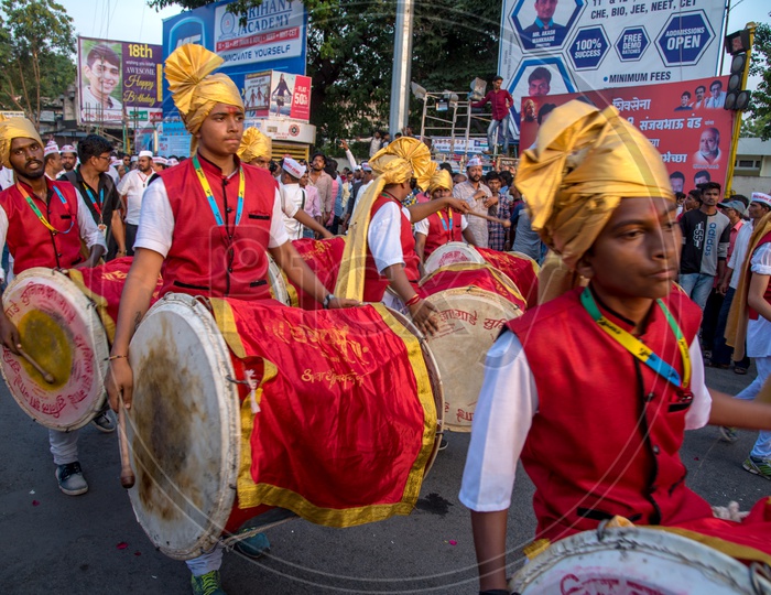 Image of Great Maratha Dol Tasha or Traditional Drums Playing On ...