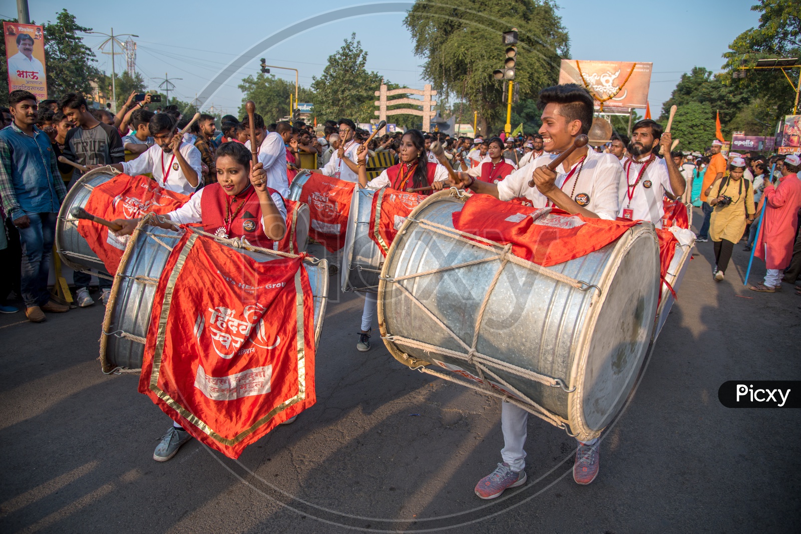 Image of Great Maratha Dol Tasha or Traditional Drums Playing On ...