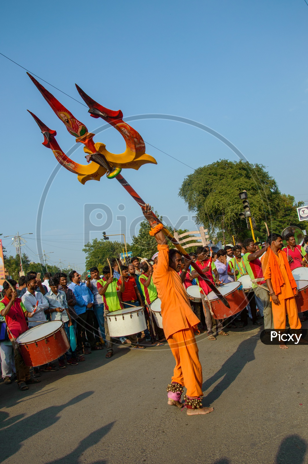 Image of A Man Performing With heavy Thrisul or trident on roads before ...