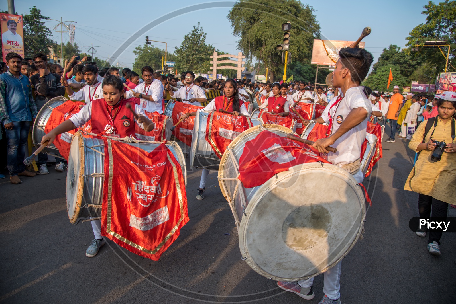 Image of Great Maratha Dol Tasha or Traditional Drums Playing On ...