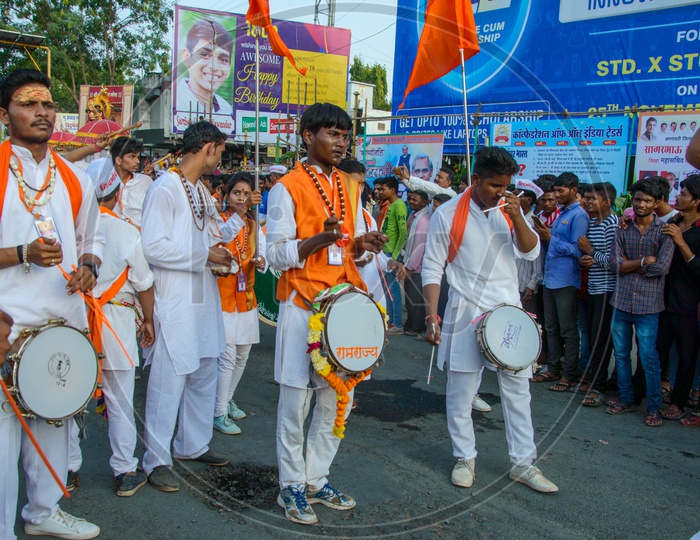 Image of Indian Folk Drum Players or Band Playing Drums on Streets ...