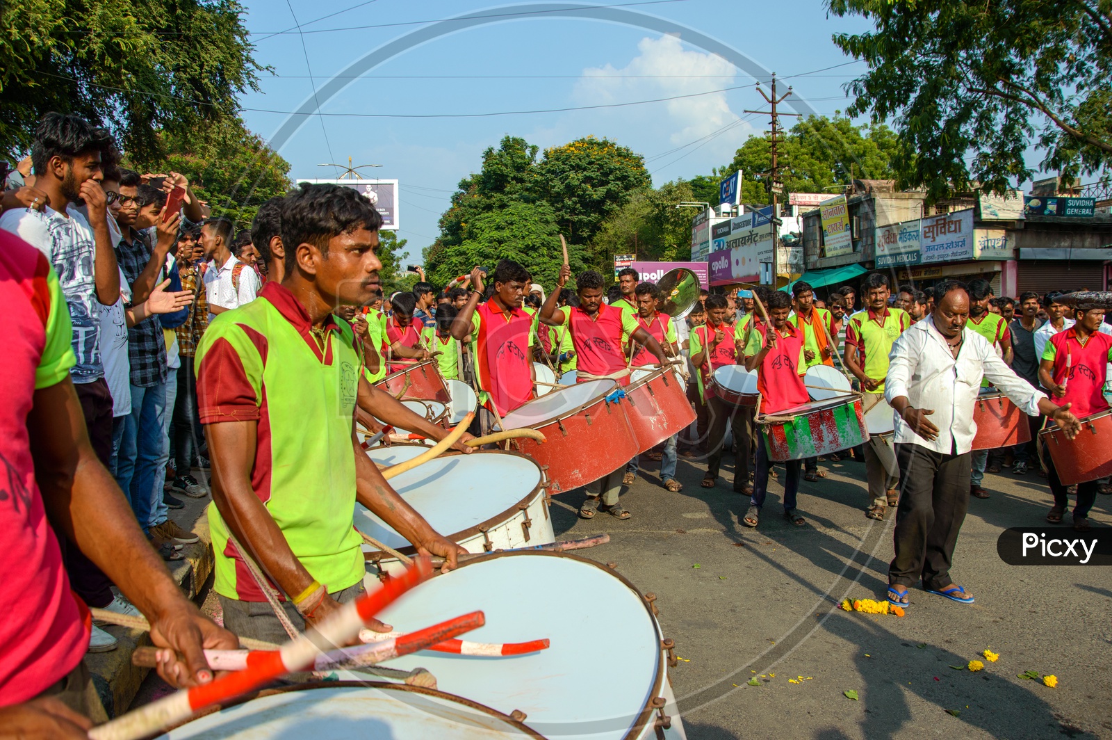 Image of Indian Folk Drum Players or Band Playing Drums on Streets ...