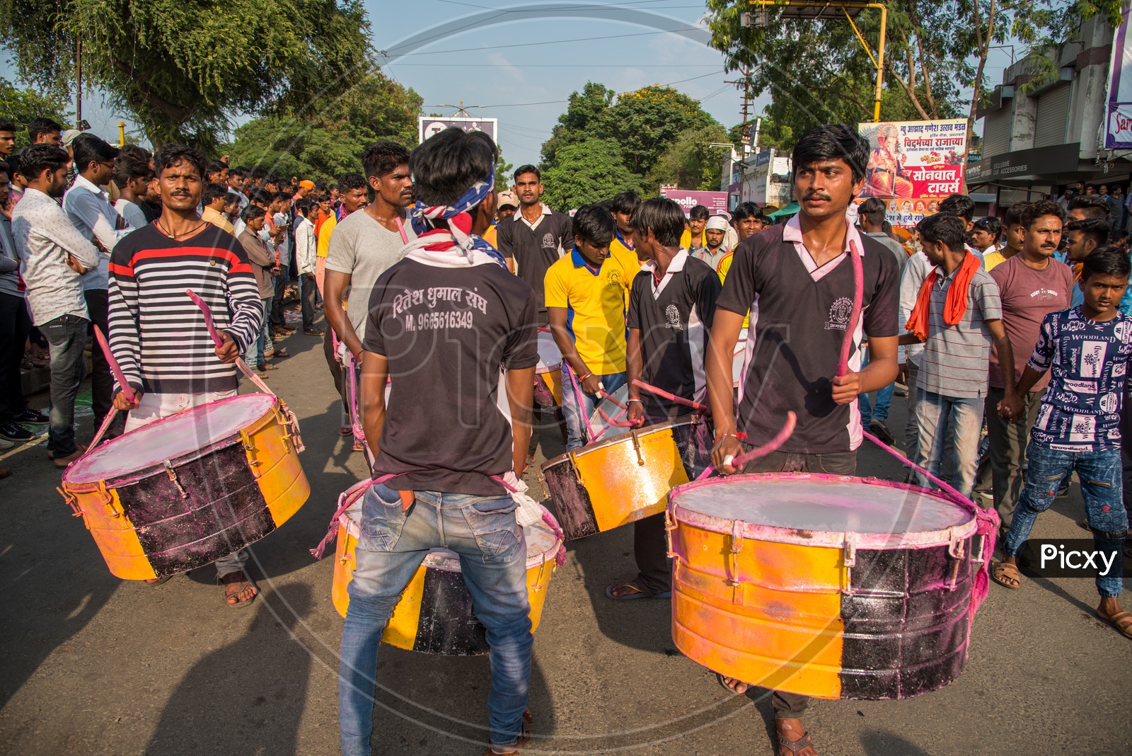 Image of Indian Folk Drum Players or Band Playing Drums on Streets ...