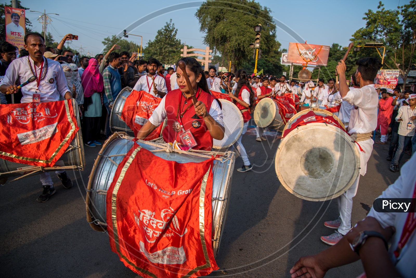 Image of Great Maratha Dol Tasha or Traditional Drums Playing On ...
