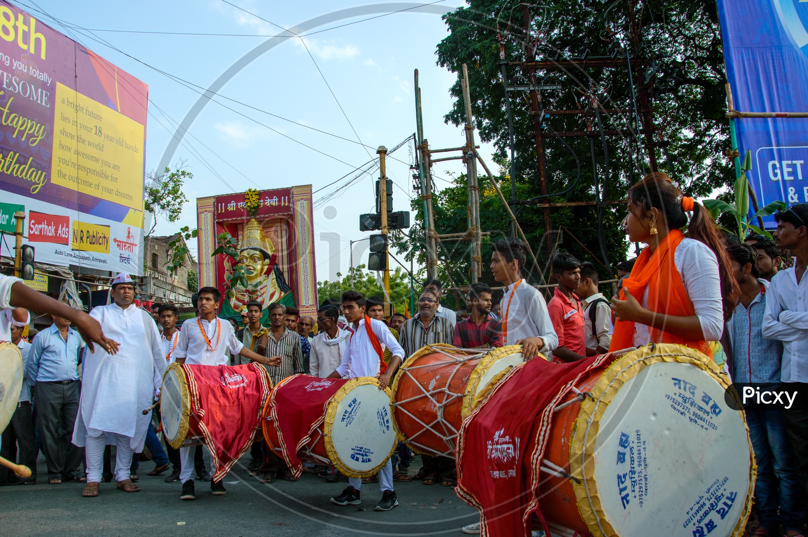 Image of Great Maratha Dol Tasha or Traditional Drums Playing On ...