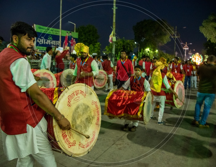 Image of Great Maratha Dol Tasha or Traditional Drums Playing On ...