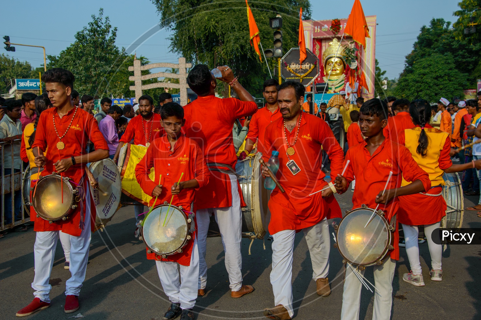 Image of Indian Folk Drum Players or Band Playing Drums on Streets ...