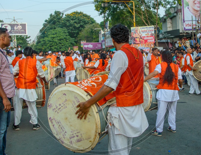 Image of Great Maratha Dol Tasha or Traditional Drums Playing On ...