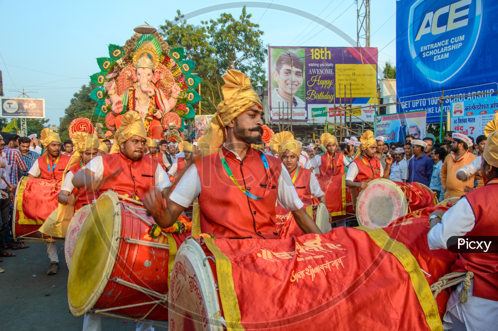 Image of Great Maratha Dol Tasha or Traditional Drums Playing On ...