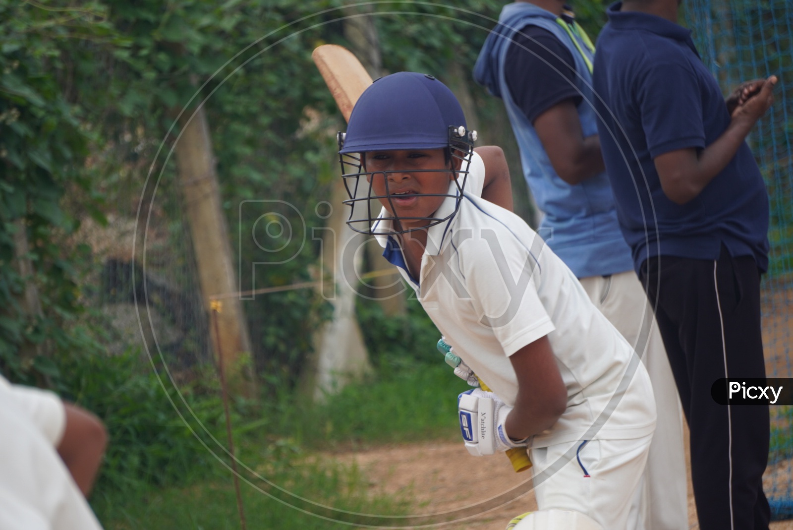 Image of Young Indian Boys In Cricket Coaching Cricket Practice ...