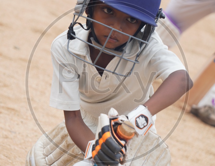 Image of Young Indian Boys In Cricket Coaching Cricket Practice ...