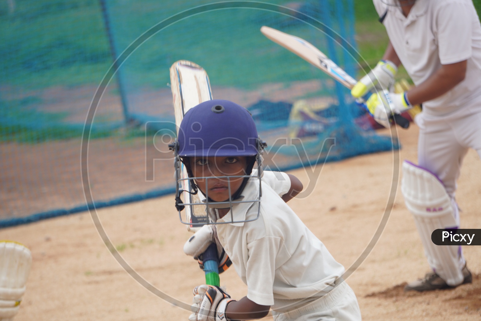 Image of Young Indian Boys In Cricket Coaching Cricket Practice ...