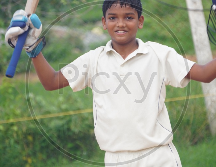 Image of Young Indian Boys In Cricket Coaching Cricket Practice ...