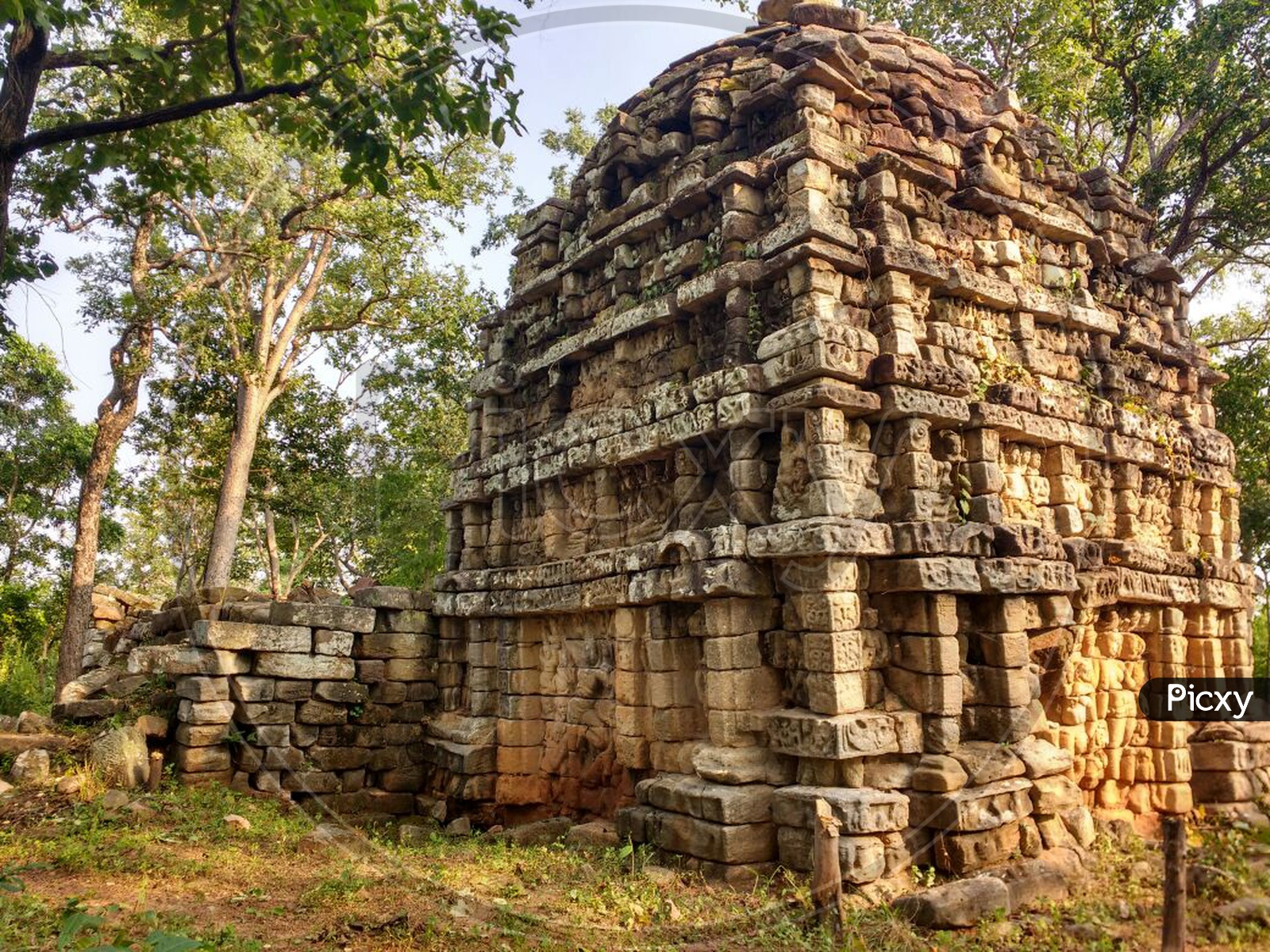 Image of Old Ruins Of Ancient Hindu Temple With Stone Sculptures Built ...