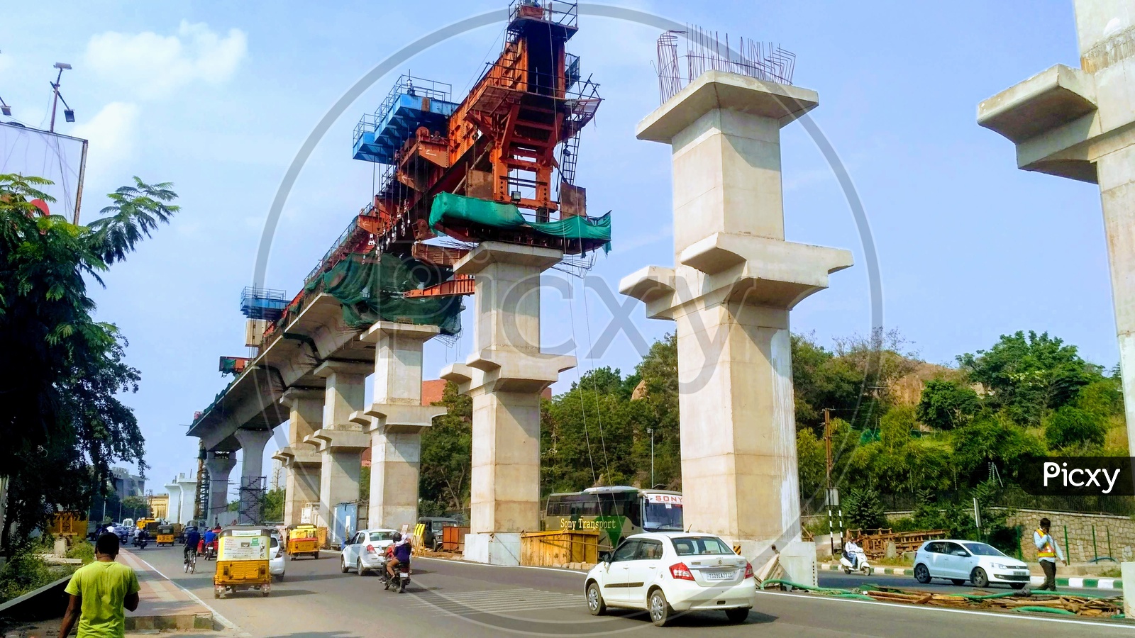 Image of Metro Rail Bridge Construction in Madhapur-YD907205-Picxy