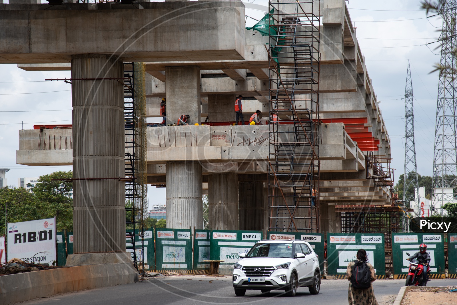 Image of Metro station Construction by BMRCL in Bengaluru-OH776339-Picxy