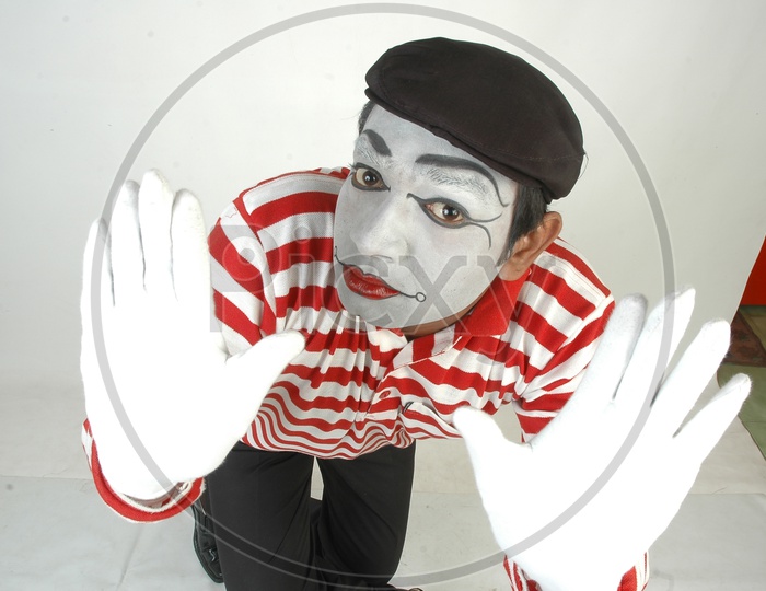 Image of Male Mime Artist With Gestures Isolated over White Background ...