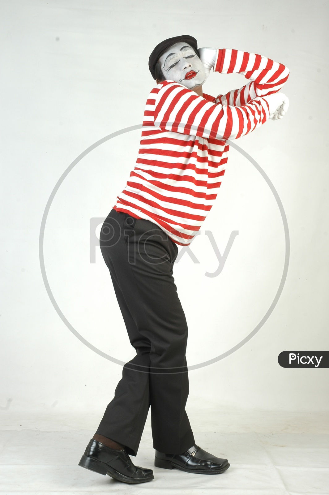 Image of Male Mime Artist With Gestures Isolated over White Background ...
