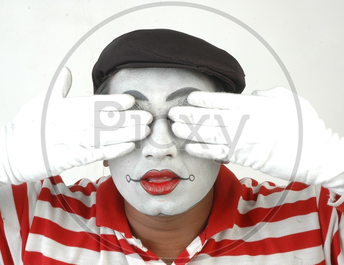 Image of Male Mime Artist With Gestures Isolated over White Background ...