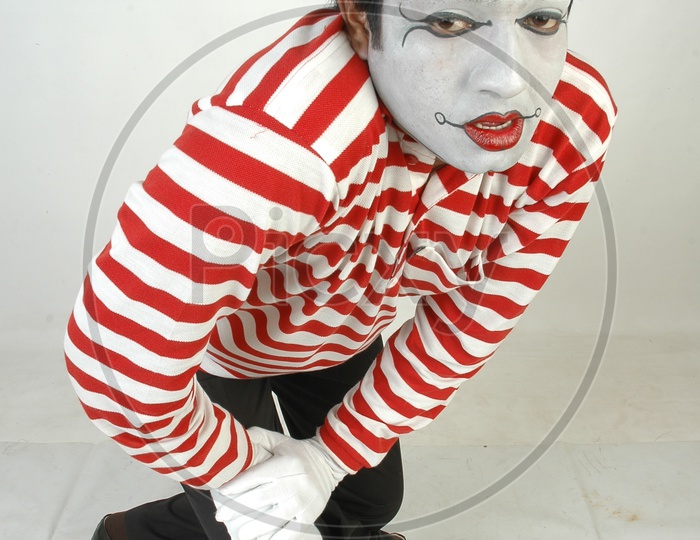 Image of Male Mime Artist With Gestures Isolated over White Background ...