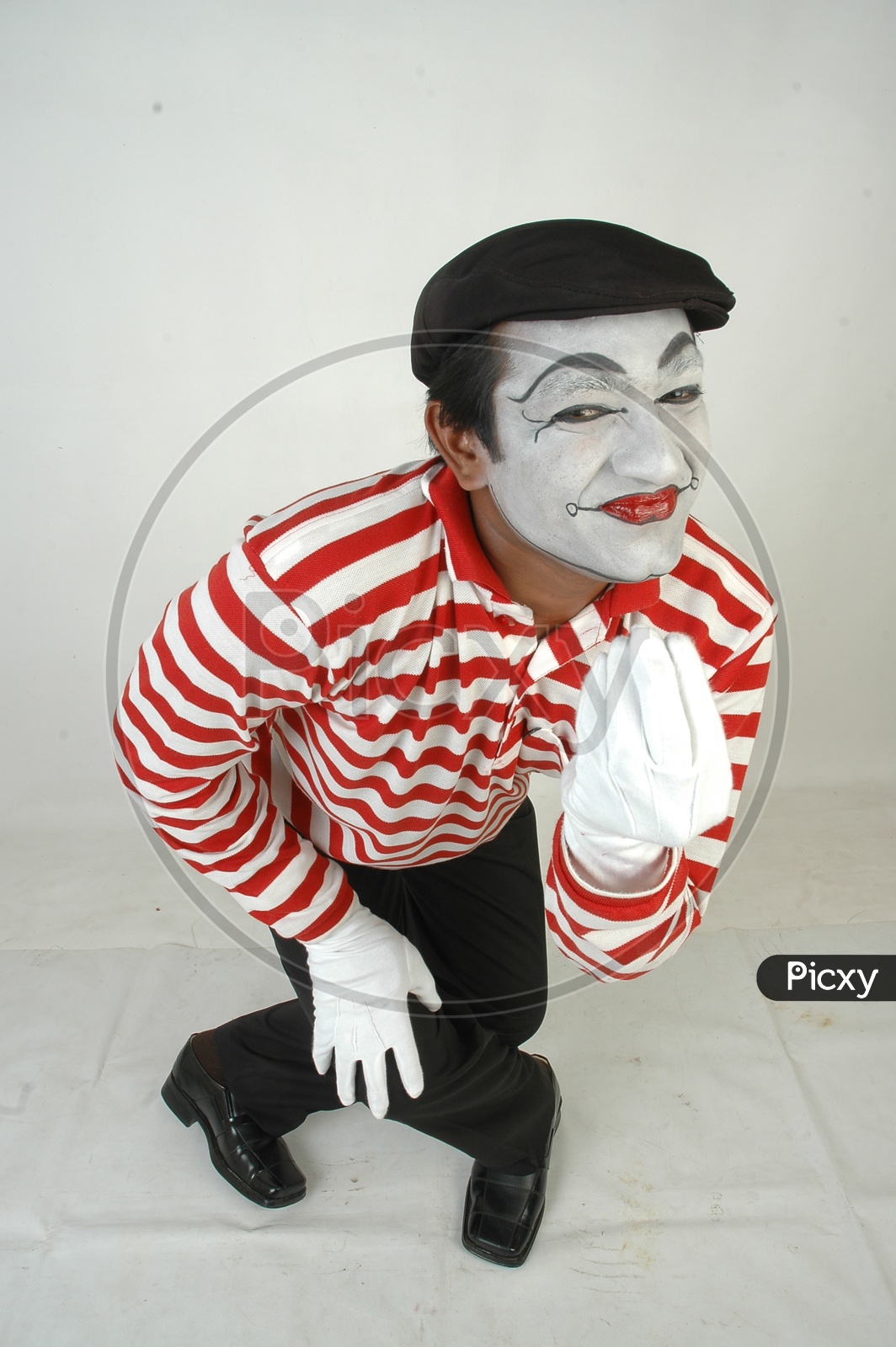 Image of Male Mime Artist With Gestures Isolated over White Background ...