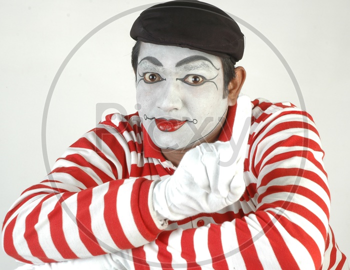 Image of Male Mime Artist With Expressions Isolated over White ...