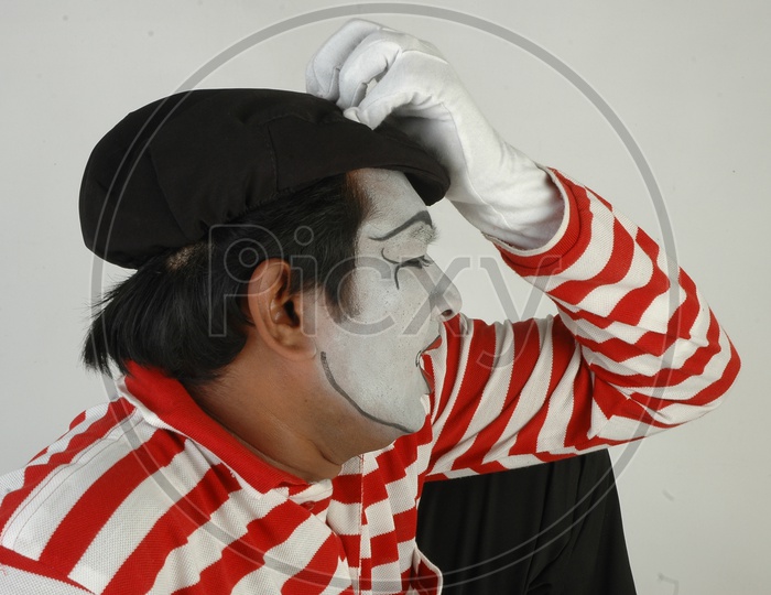 Image of Male Mime Artist With Expressions Isolated over White ...