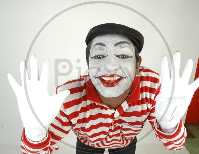 Image of Male Mime Artist With Gestures Isolated over White Background ...