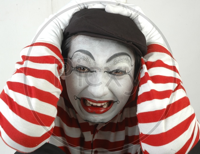 Image of Male Mime Artist With Expressions Isolated over White ...