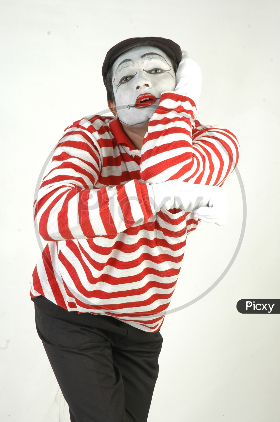 Image of Male Mime Artist With Gestures Isolated over White Background ...