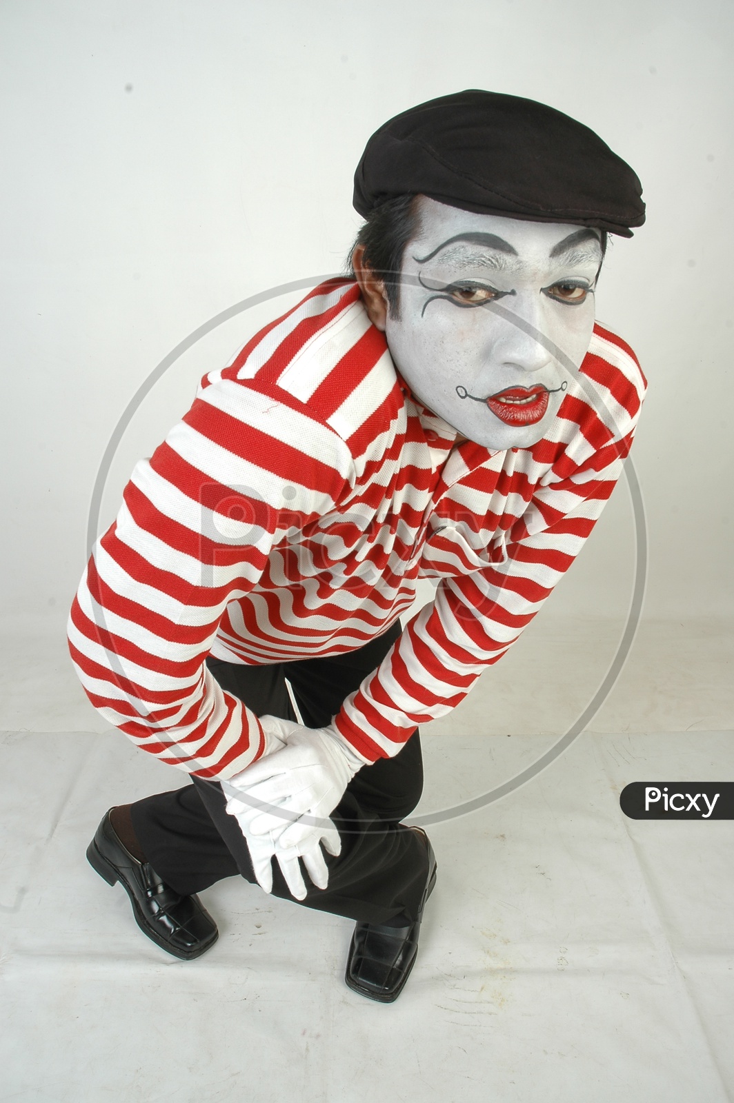 Image of Male Mime Artist With Gestures Isolated over White Background ...