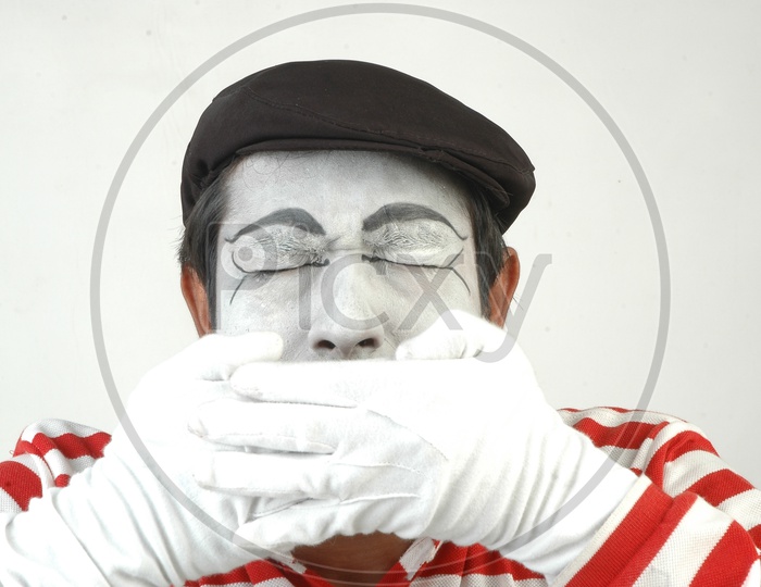 Image of Male Mime Artist With Expressions Isolated over White ...