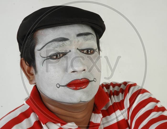 Image of Male Mime Artist With Expressions Isolated over White ...