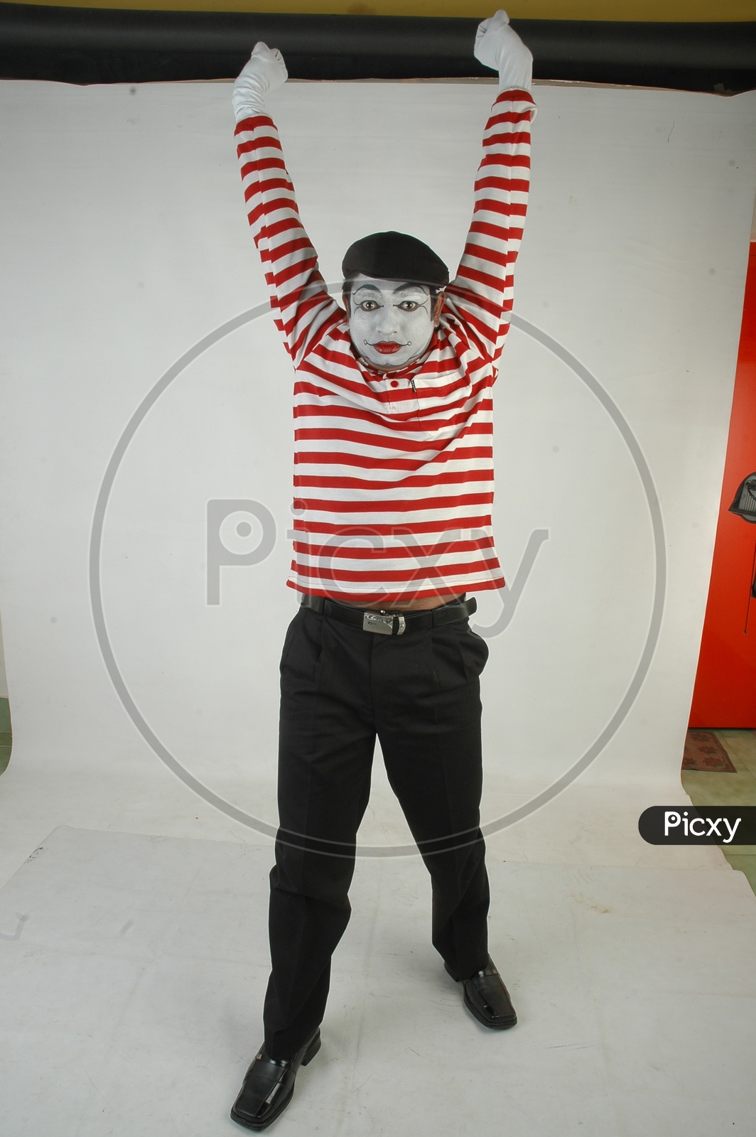 Image of Male Mime Artist With Gestures Isolated over White Background ...