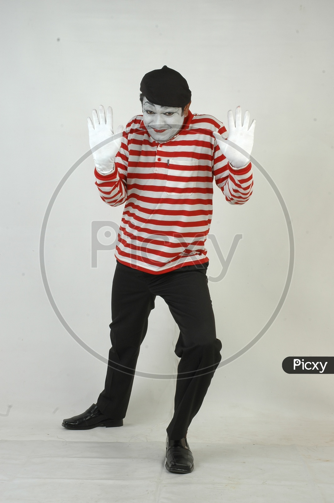 Image of Male Mime Artist With Gestures Isolated over White Background ...